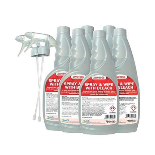 2Work Spray & Wipe with Bleach 750ml PK6 | Workline